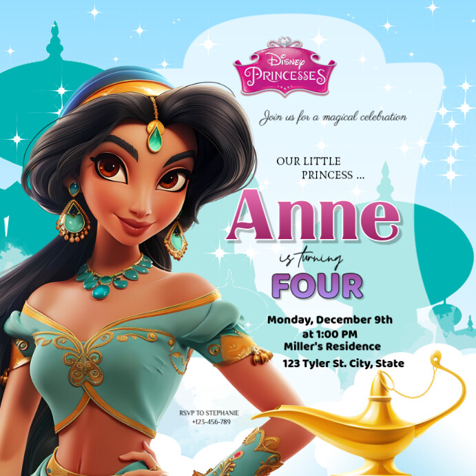 White Joyful Aladdin Birthday Instagram Post Template | PosterMyWall