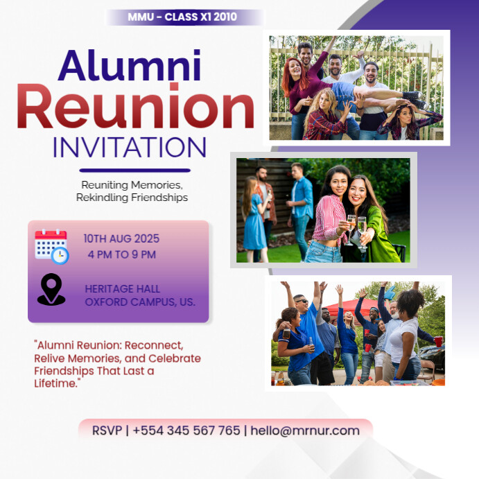 White Joyful Alumni Reunion Instagram Post Template | PosterMyWall