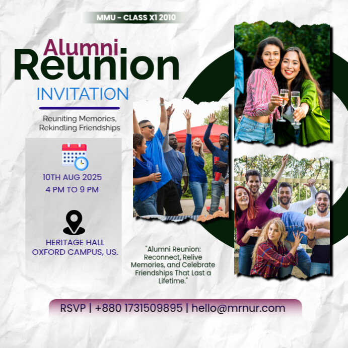 White Joyful Alumni Reunion Instagram Post Templat | PosterMyWall