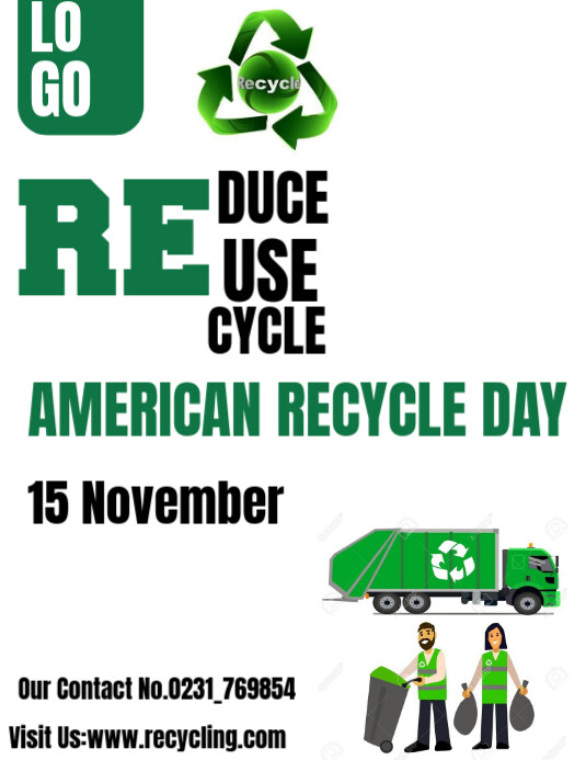 Copy of White Joyful American Recycle Day Flyer (us Letter) | PosterMyWall