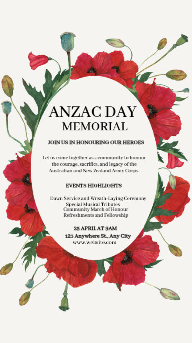 White Joyful Anzac Day Instagram Story Template | PosterMyWall