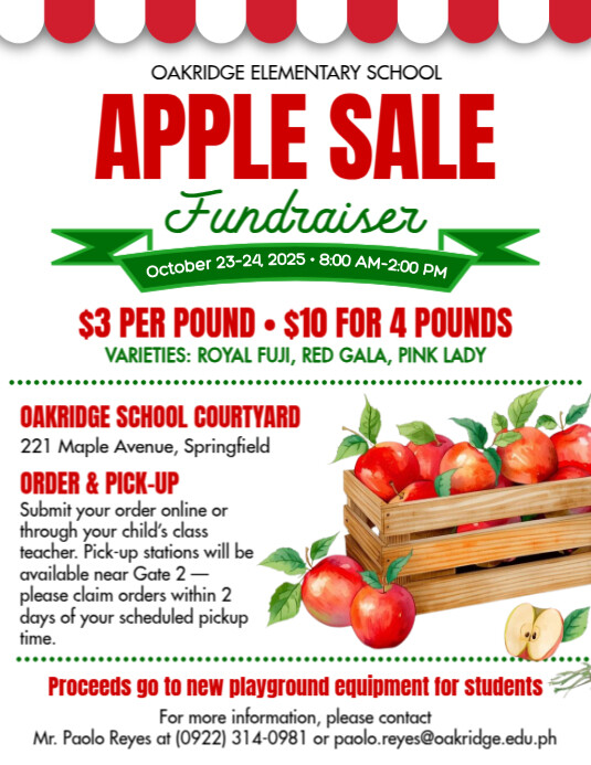 White Joyful Apple Sale Fundraiser Flyer (us Letter) Template ...