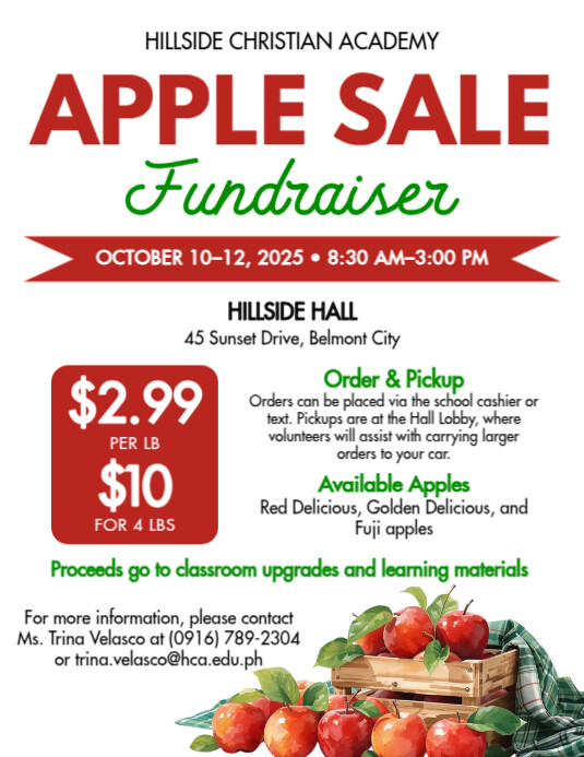 Plantilla de White Joyful Apple Sale Fundraiser Flyer (us Letter ...