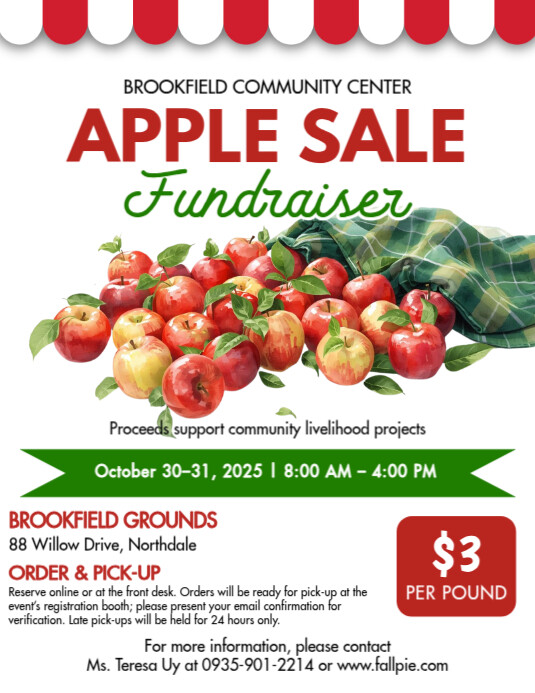Plantilla de White Joyful Apple Sale Fundraiser Flyer (us Letter ...