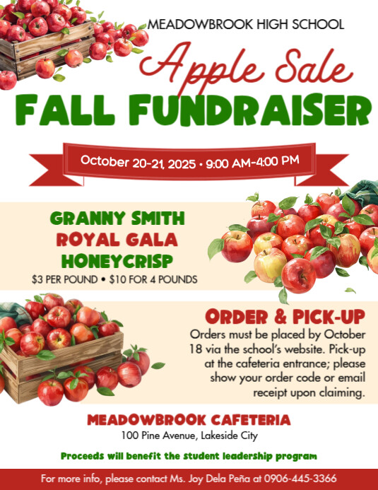 Plantilla de White Joyful Apple Sale Fundraiser Flyer (us Letter ...