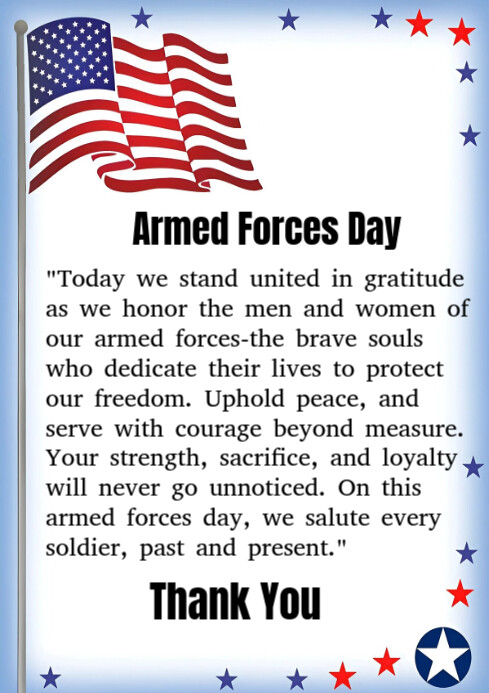White Joyful Armed Forces Day A4 Template | PosterMyWall
