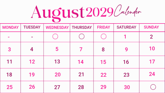 White Joyful August Calender Digital Display (16:9) Template | PosterMyWall