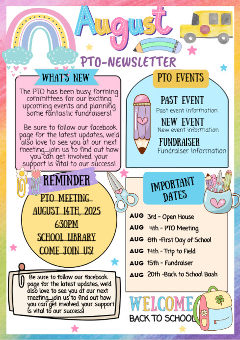 Copy of White Joyful August Pto Newsletter A4 | PosterMyWall
