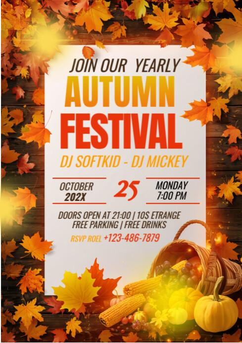 White Joyful Autumn Festival A4 Template | PosterMyWall