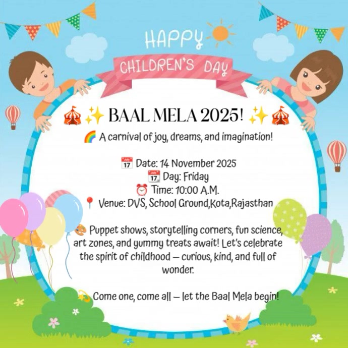 White Joyful Baal Mela 2025 Instagram Post Template | PosterMyWall
