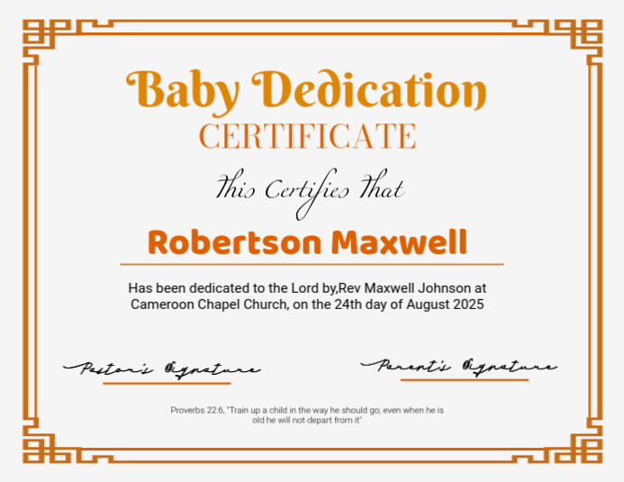 White Joyful Baby Dedication Certificate Flyer (us Letter) Template ...