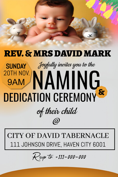 White Joyful Baby Dedication Poster Template | PosterMyWall