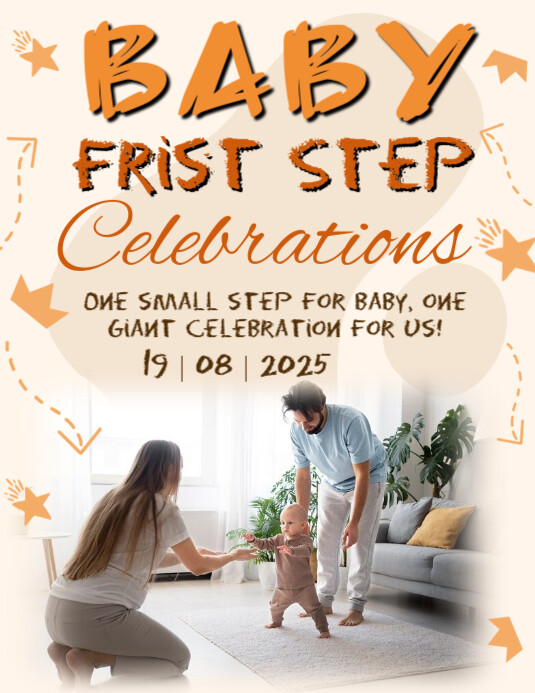 Copy of White Joyful Baby Frist Step Celebrations Flyer (us Letter ...