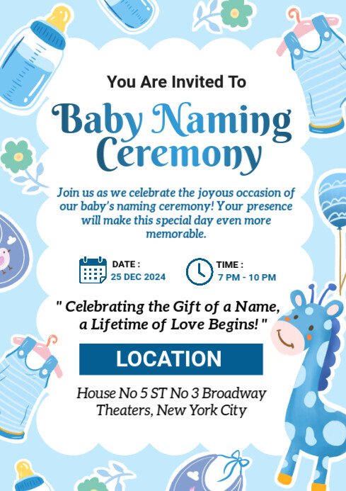 Copy of White Joyful Baby Naming Ceremony A4 | PosterMyWall