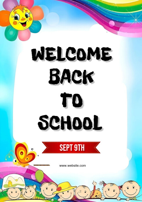 White Joyful Back To School A4 Template | PosterMyWall