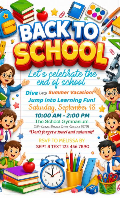 Plantilla de White Joyful Back to School Celebration US Legal ...