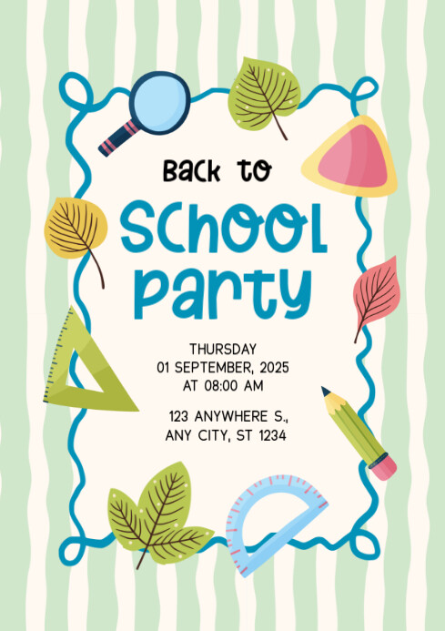 White Joyful Back To School Party A4 Template | PosterMyWall