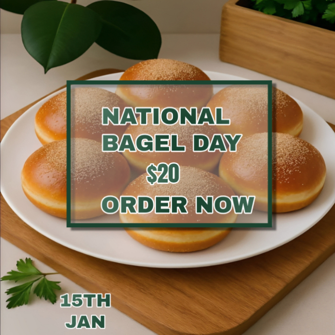 Copy of White Joyful Bagel Day Flyer Design Album Cover | PosterMyWall