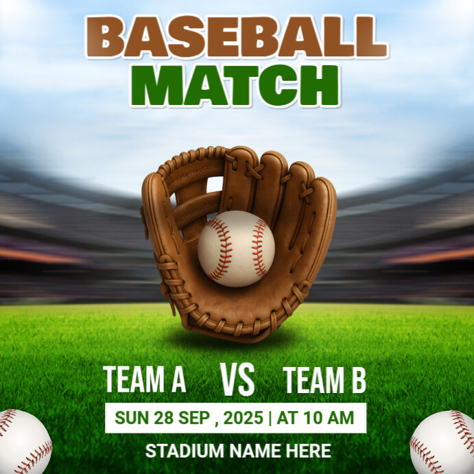 White Joyful Baseball Match Instagram Post Template | PosterMyWall
