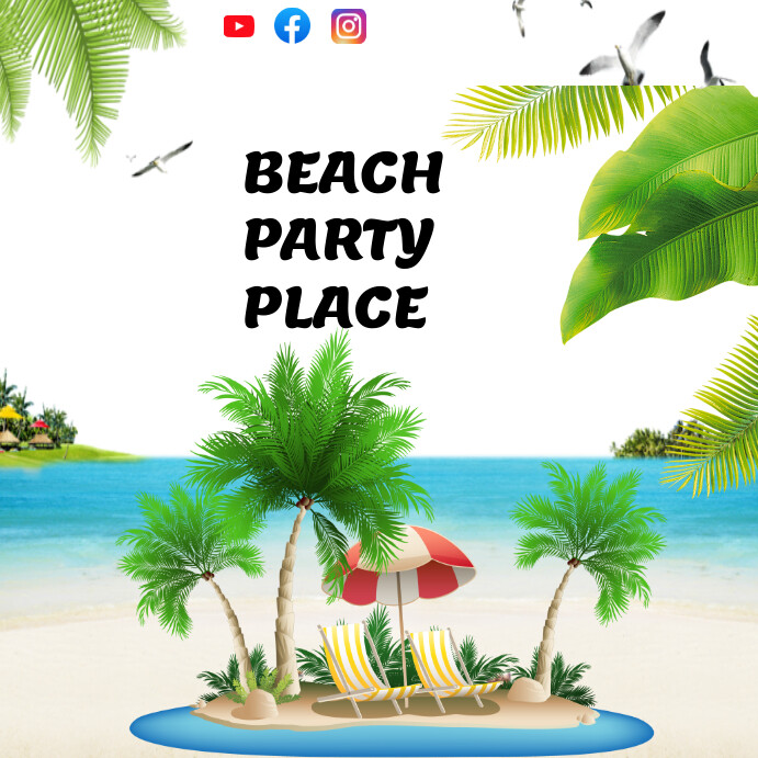 White Joyful Beach Party Place Instagram Post Template | PosterMyWall