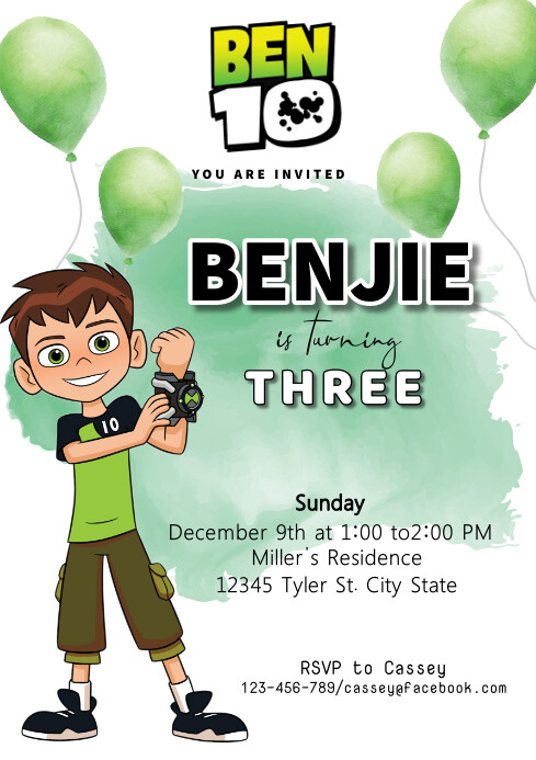 Copia de White Joyful Ben 10 Birthday A4 | PosterMyWall