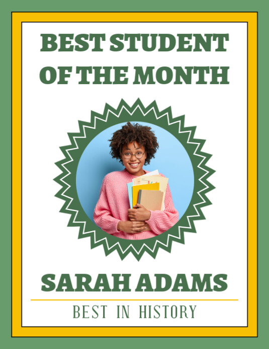 White Joyful Best Student Of The Month Flyer (us Letter) Template ...