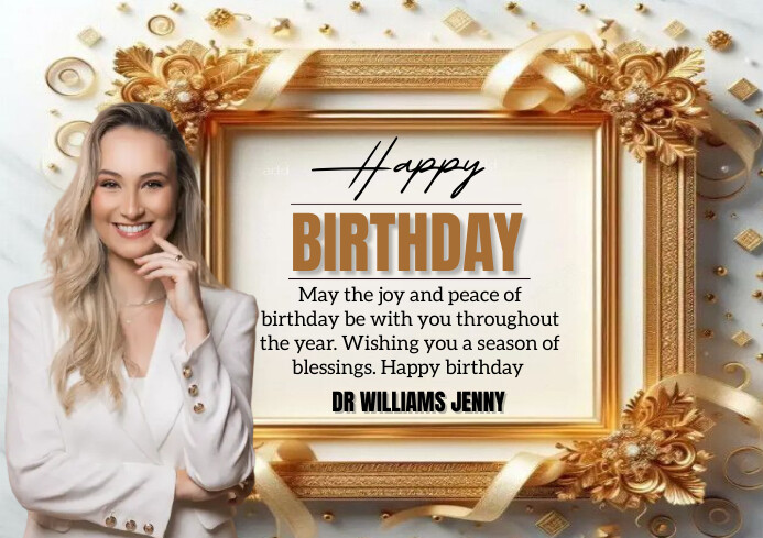 White Joyful Birthday A4 Template | PosterMyWall