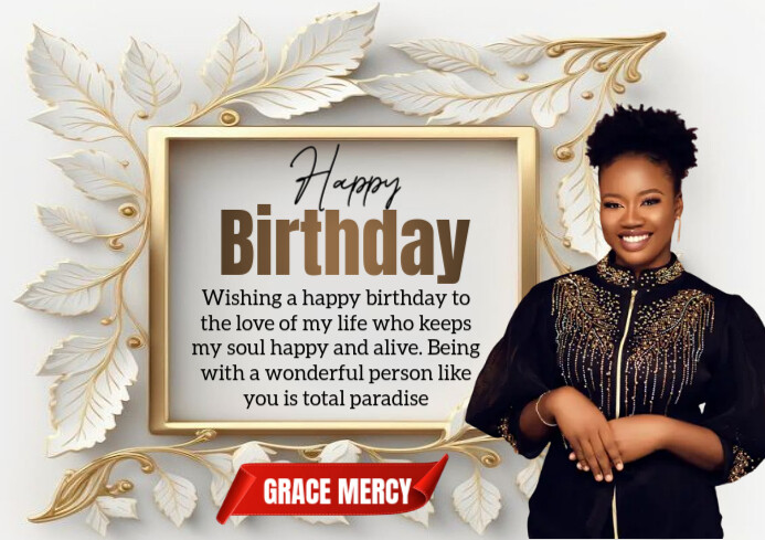 White Joyful Birthday A4 Template | PosterMyWall