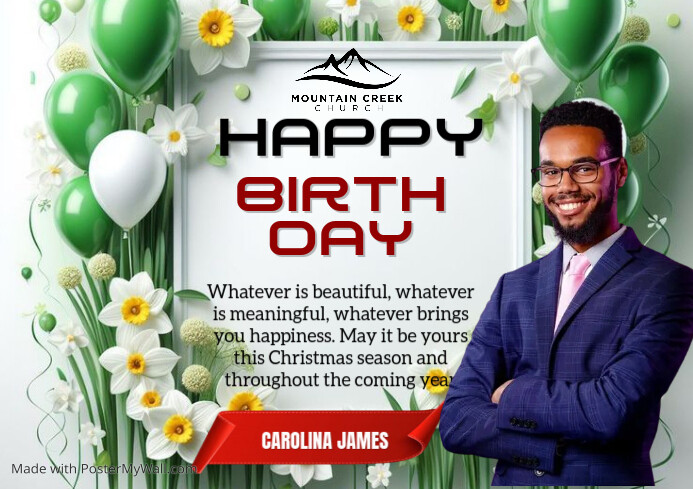 White Joyful Birthday A4 Template | PosterMyWall