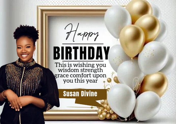 White Joyful Birthday A4 Template | PosterMyWall