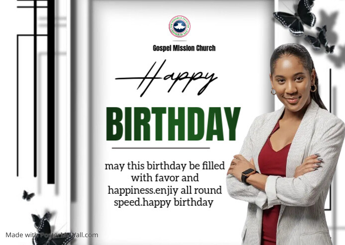 White Joyful Birthday A6 Template | PosterMyWall