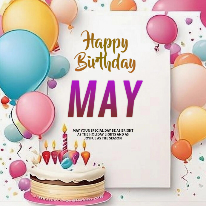 White Joyful Birthday Card Logo Template | PosterMyWall