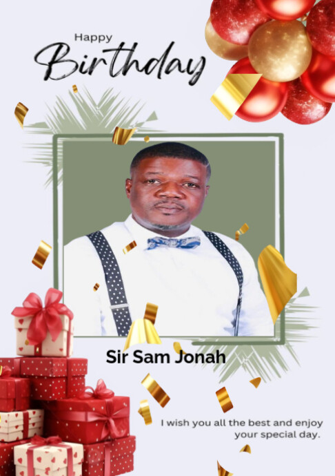 White Joyful Birthday Design A2 Template | PosterMyWall