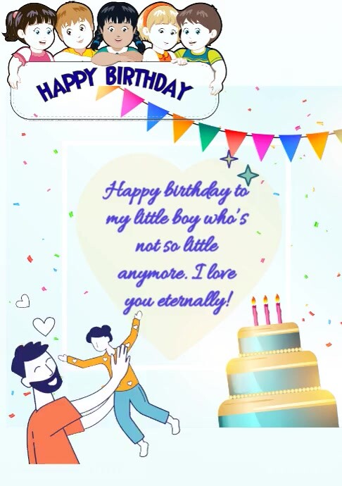 White Joyful Birthday Greetings A4 Template | PosterMyWall