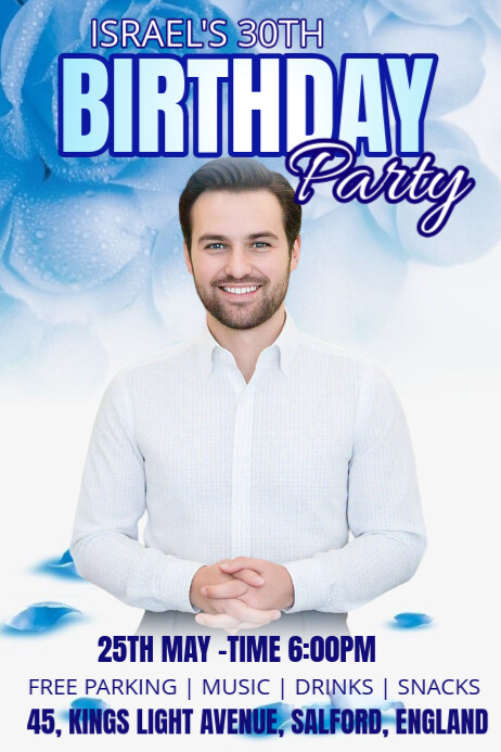White Joyful Birthday Party Design Poster Template | PosterMyWall