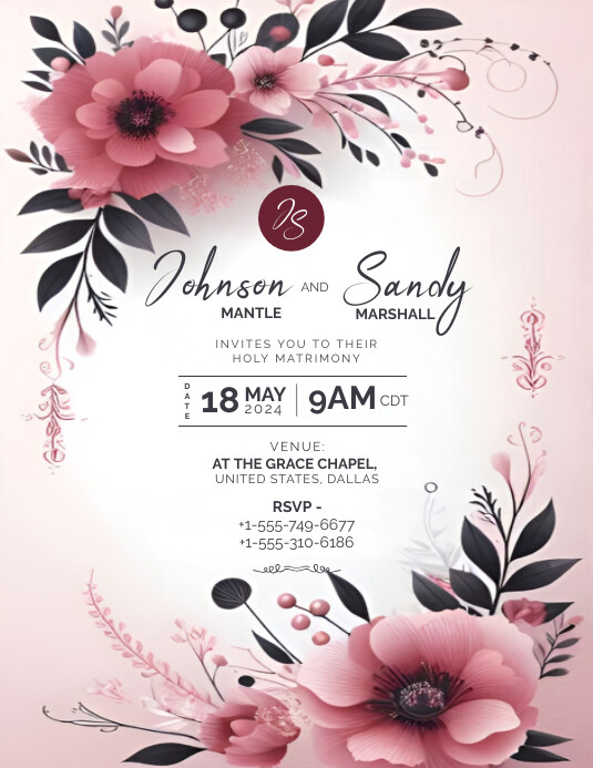 White Joyful Black And Maron Wedding Invitati Template | PosterMyWall