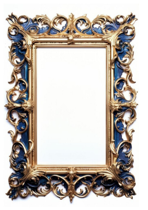 White Joyful Blue Gold Photo Frame A4 Template | PosterMyWall