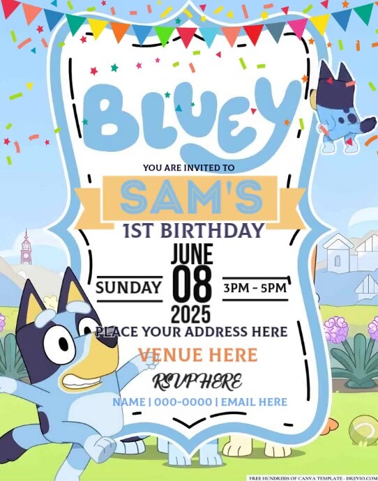 Copy of White Joyful Bluey Birthday Poster/wallboard | PosterMyWall