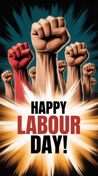 Copy of White Joyful Bold Labour Day Poster With Raised Fists | Workers ...
