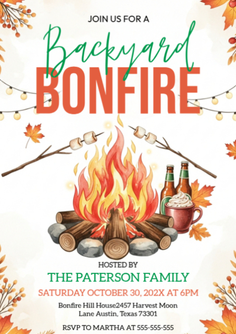 White Joyful Bonfire Night Party A2 Template | PosterMyWall