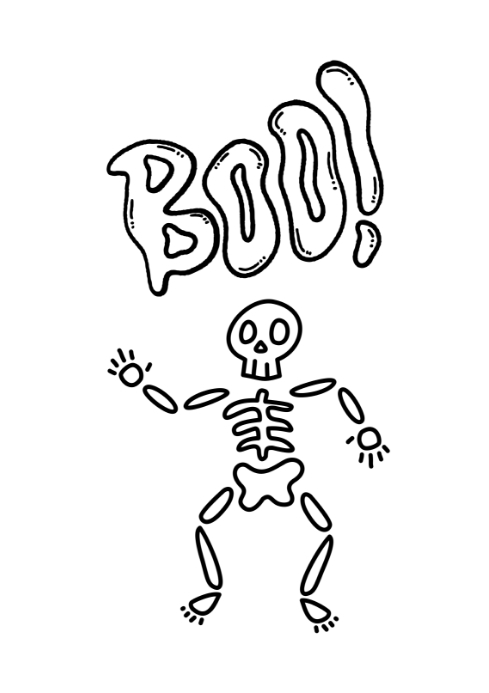 White Joyful Boo Halloween Coloring Pages Kindergarten A4 Template ...