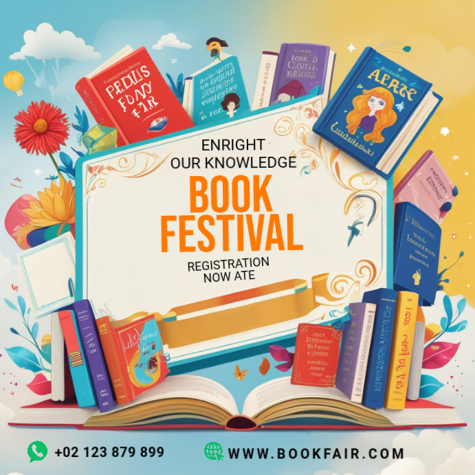 White Joyful Book Fair Template Instagram Post | PosterMyWall