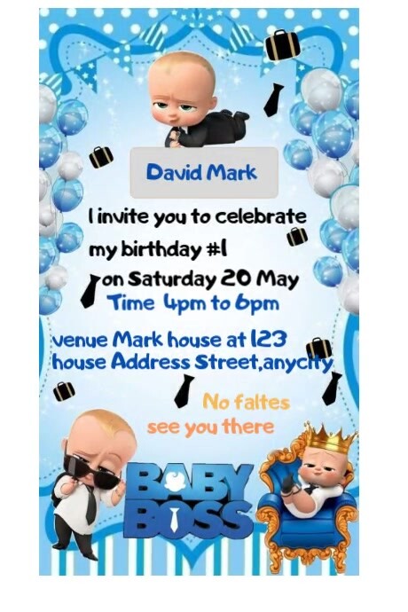 Copy of White Joyful Boss Baby Birthday Invite Poster | PosterMyWall