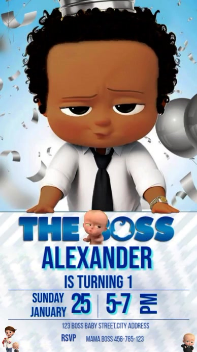 White Joyful Boss Baby Digital Display (9:16) Template | PosterMyWall