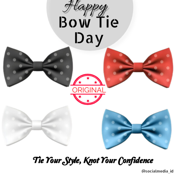 Plantilla de White Joyful Bow Tie Day Instagram Post | PosterMyWall
