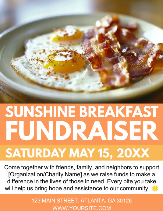 White Joyful Breakfast Fundraiser Template Fl | PosterMyWall