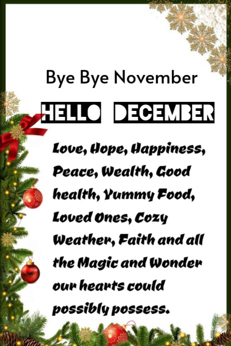 Plantilla de White Joyful Bye Bye November Hello December Poster ...