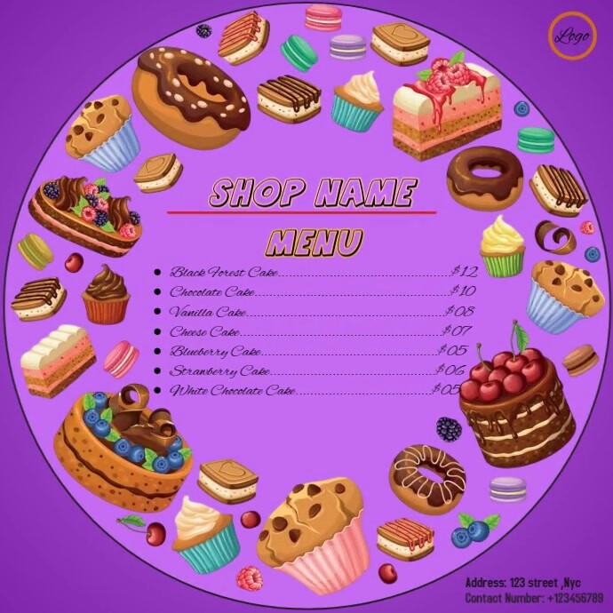 White Joyful Cake Menu Instagram Post Template | PosterMyWall