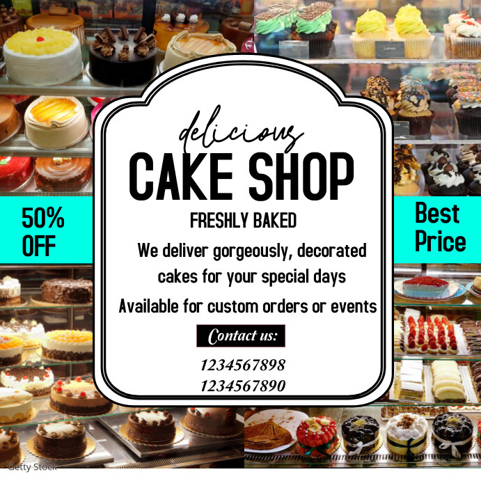 White Joyful Cake Shop Instagram Post Templat | PosterMyWall