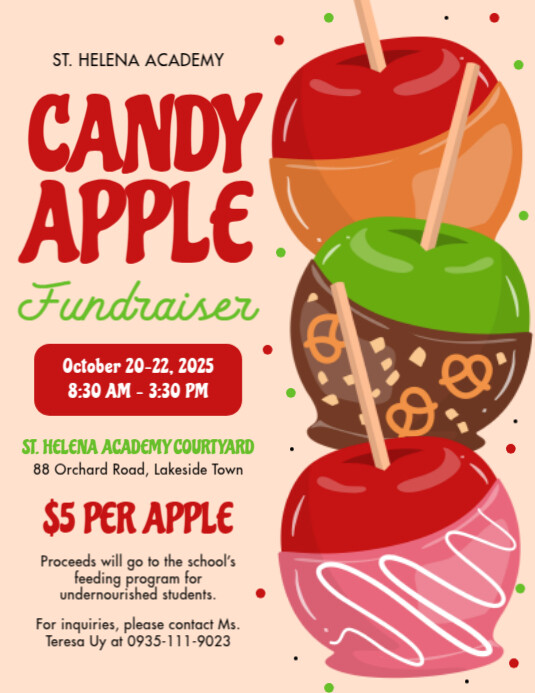 Copy of White Joyful Candy Apple Fundraiser Flyer (us Letter ...